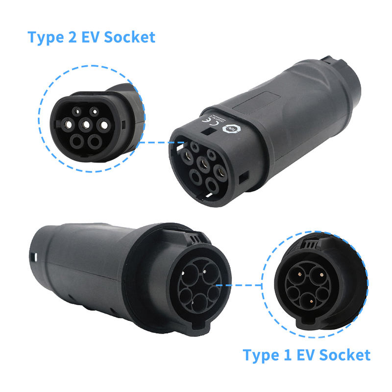 32A Type 1 to Type 2 ev adapter from China manufacturer - Hpconnect